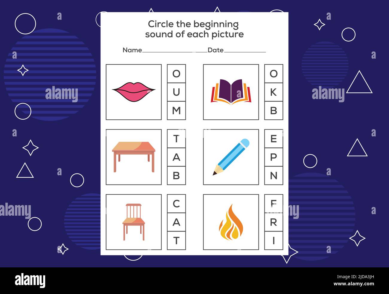 Circle the beginning sound of each picture. Educational game for kids ...