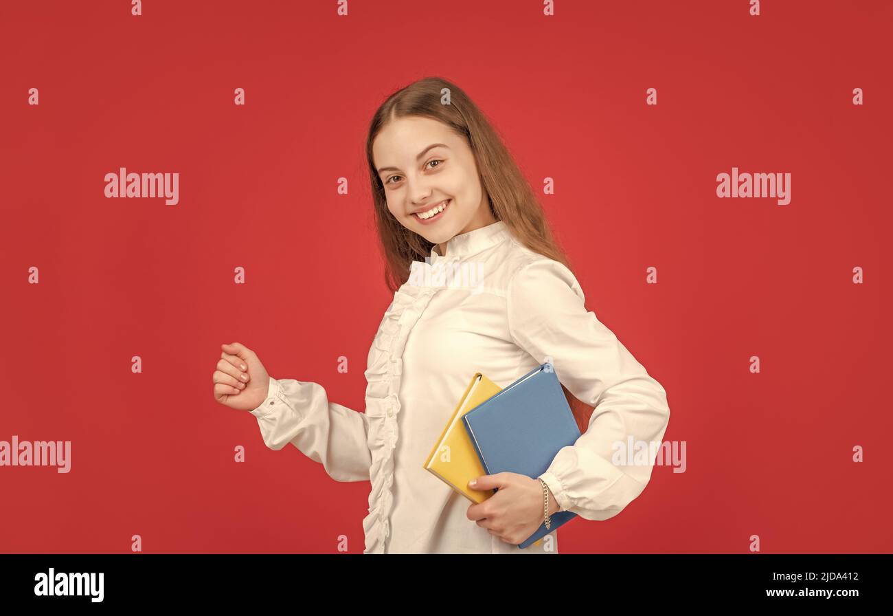 kid ready to study. happy childhood. child going to do homework with ...