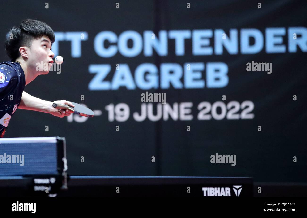 Yun-Ju Lin of Taiwan compete during WTT Contender Zagreb 2022 Men's ...