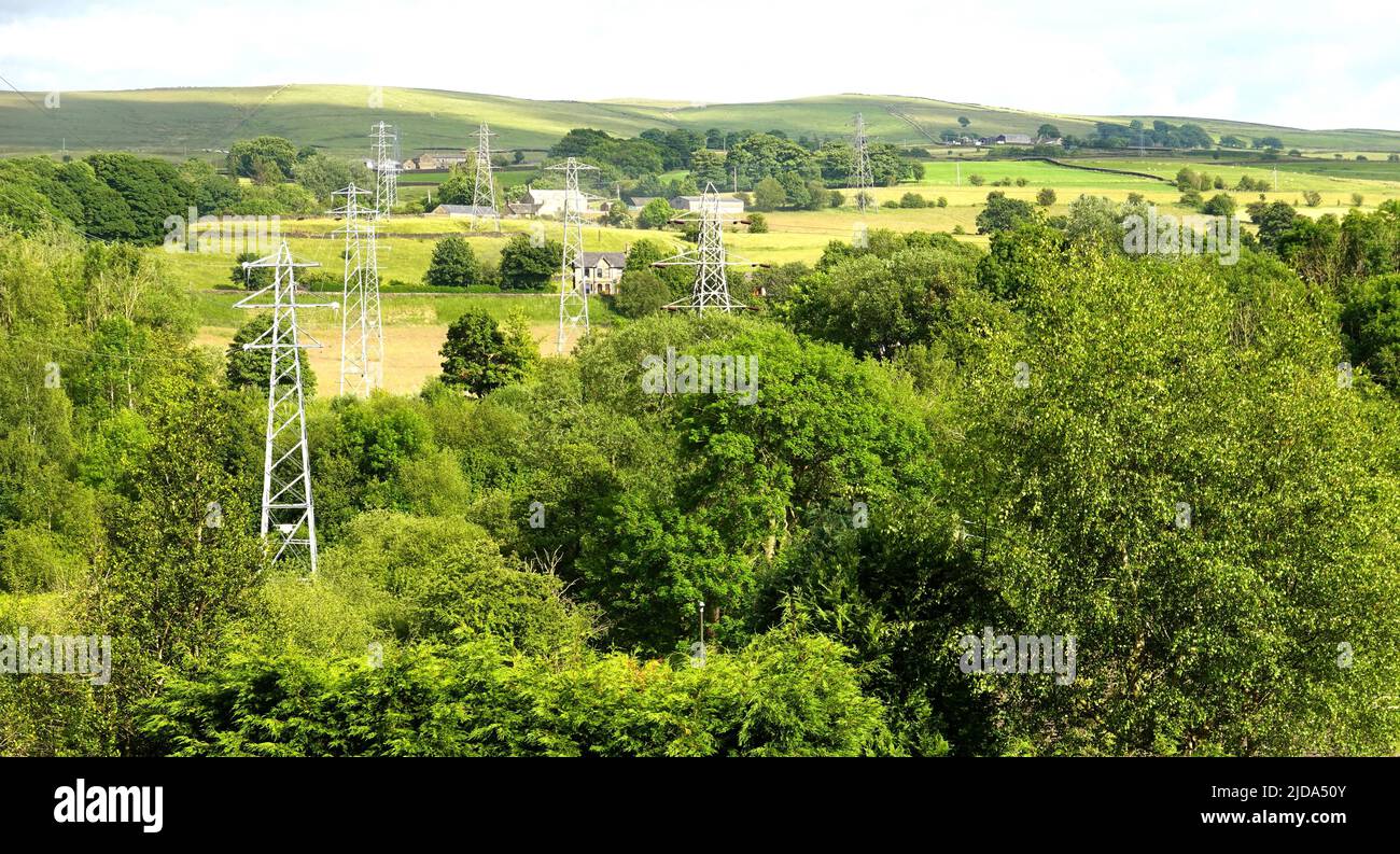 Pylons in the countryside Stock Photo - Alamy