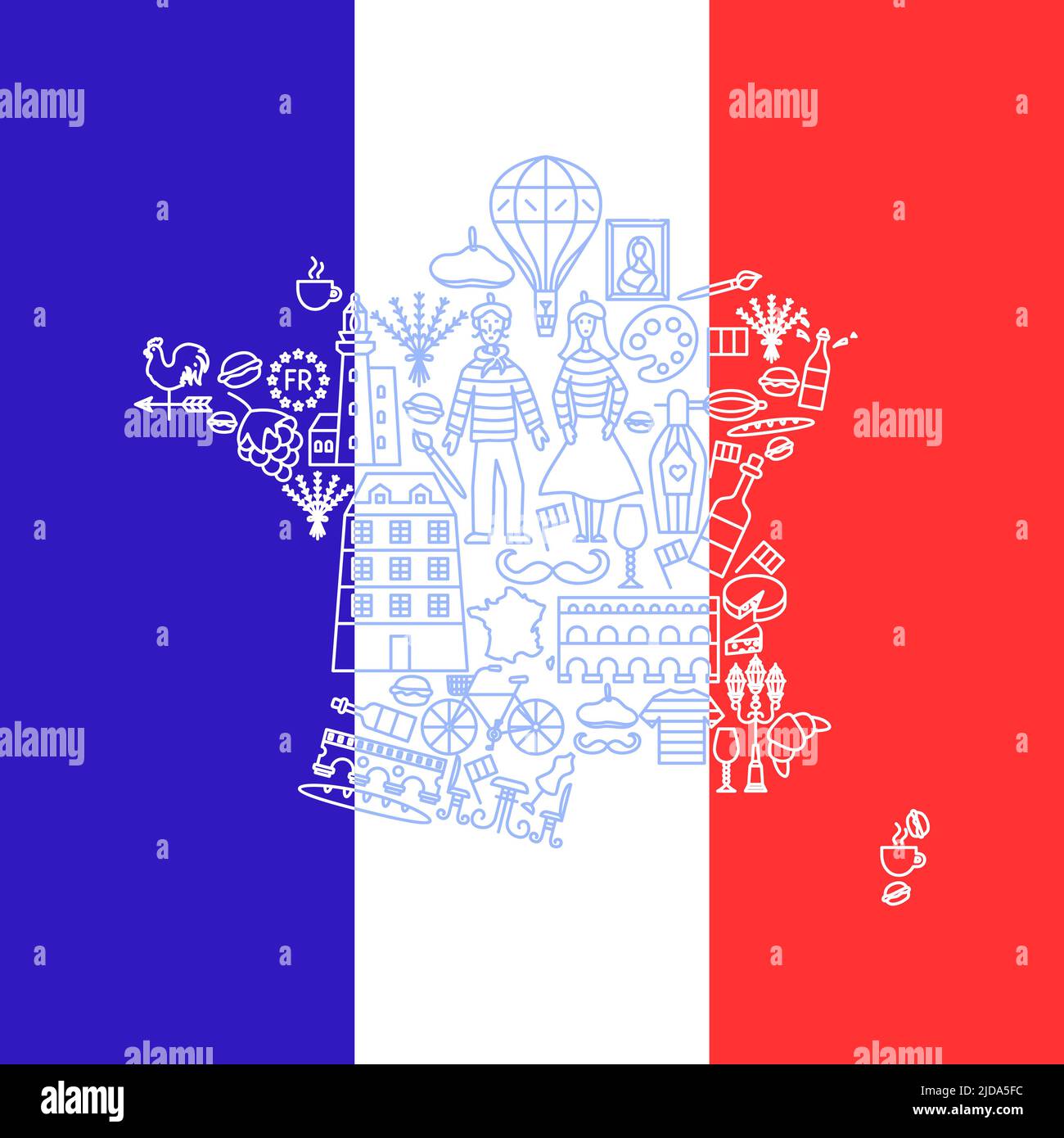 France Flag Country Map Stock Vector Image & Art - Alamy