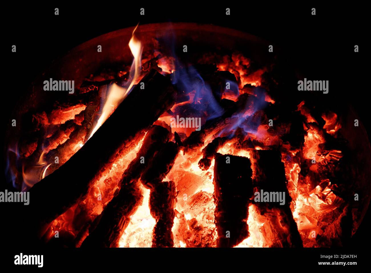 Fireplace in the night, background is black Stock Photo - Alamy