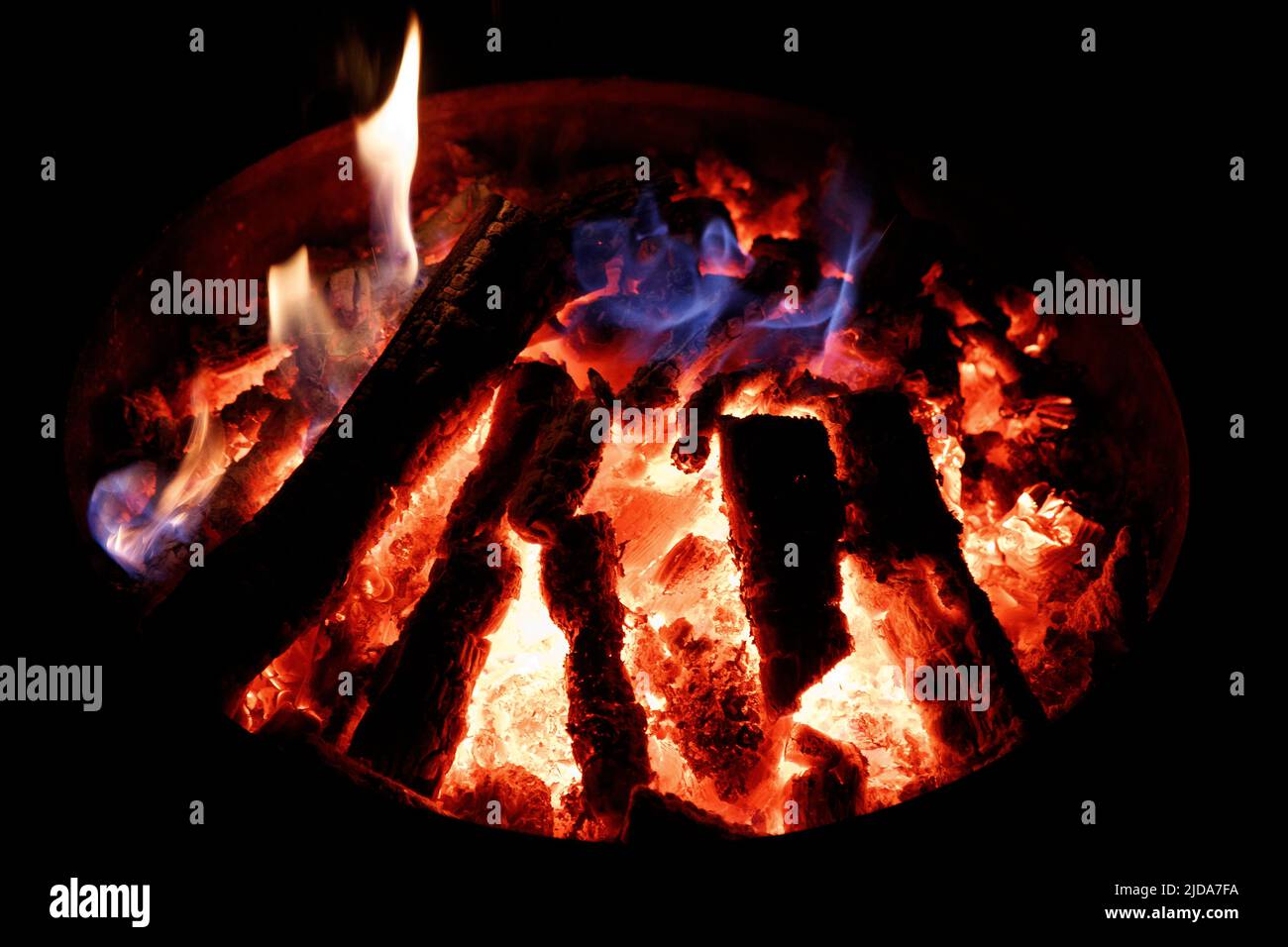Fireplace in the night, background is black Stock Photo - Alamy