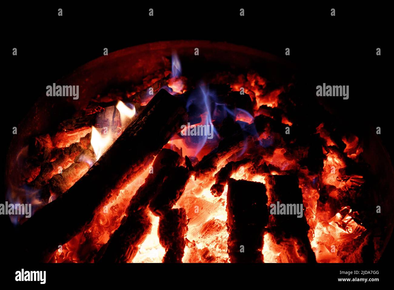 Fireplace in the night, background is black Stock Photo - Alamy