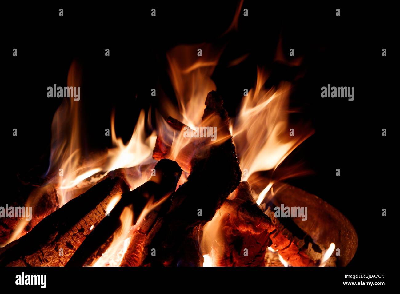 Fireplace in the night, background is black Stock Photo - Alamy