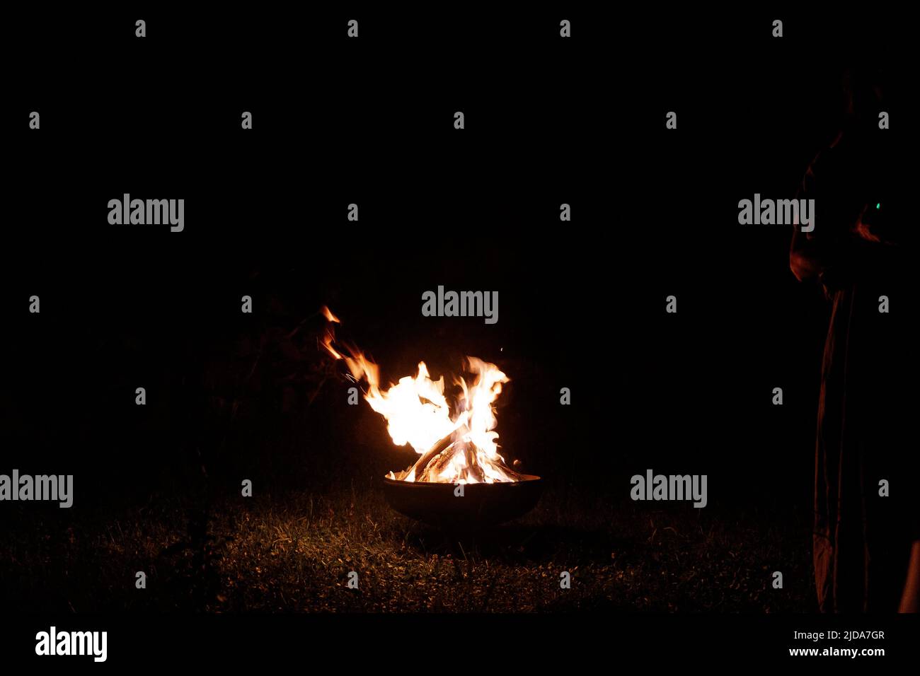 Fireplace in the night, background is black Stock Photo - Alamy