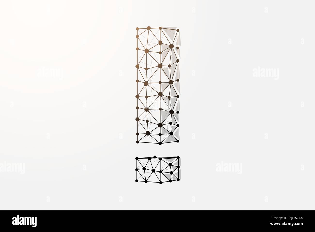 Exclamation mark 3d low poly symbol with connected dots. Alert, problem design vector ...