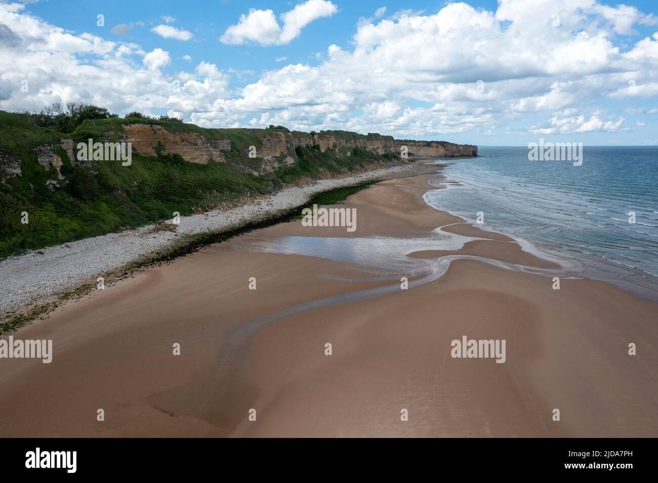 Aerial view of Omaha Beach, Vierville-sur-Mer, Calvados, Normandy ...