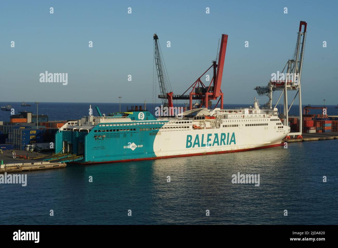 Ro-Ro, passenger ship operated by the Spanish company BALEARIA moored ...