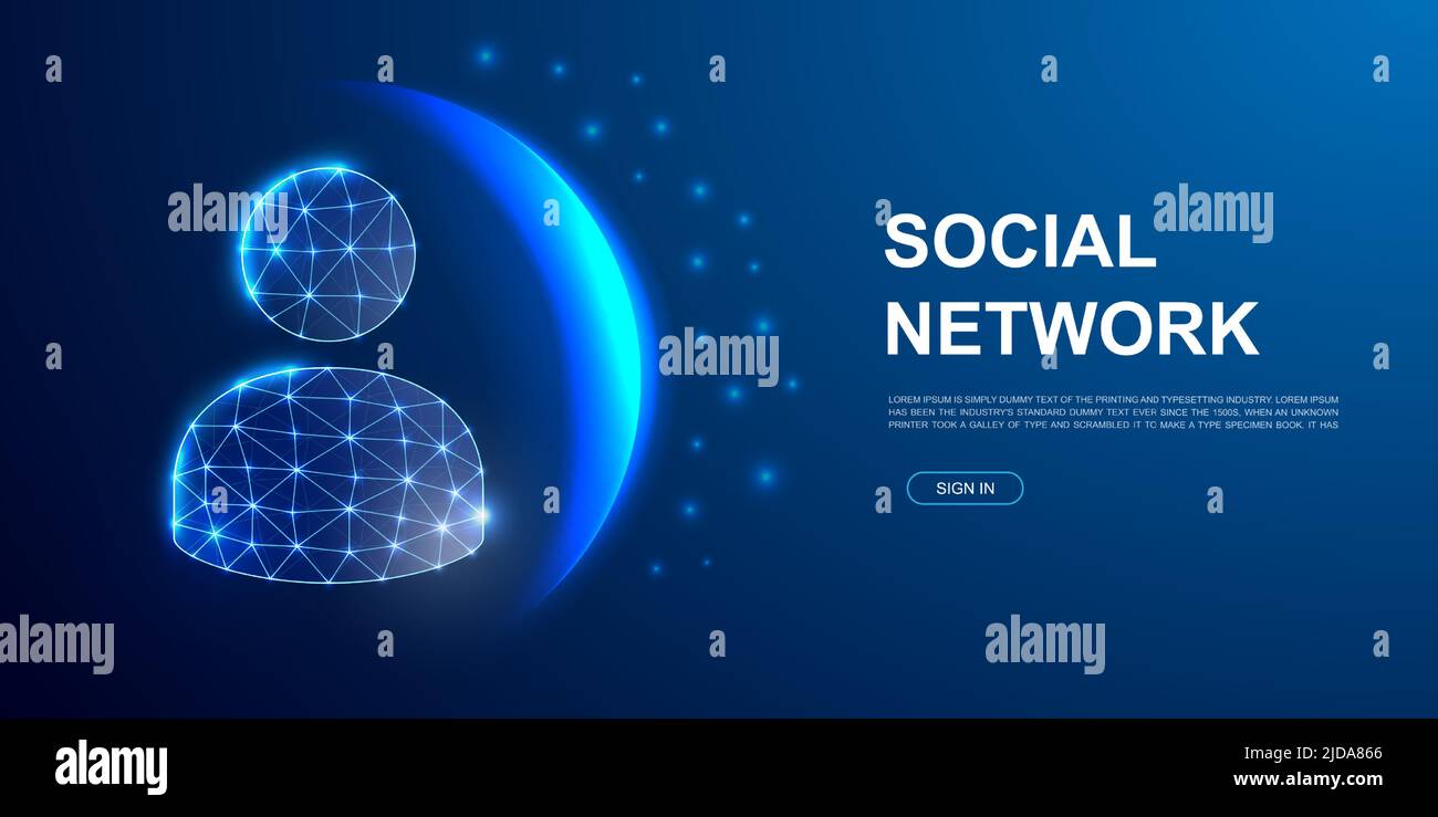 User avatar 3d polygonal symbol for landing page template. Low poly ...