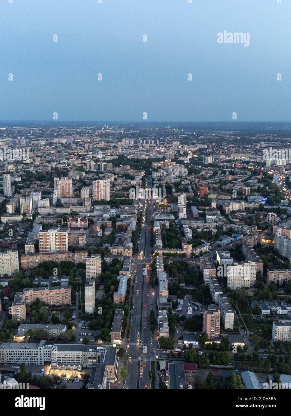 Aerial view Kharkiv city center Nauky avenue. Pavlove Pole and Central ...