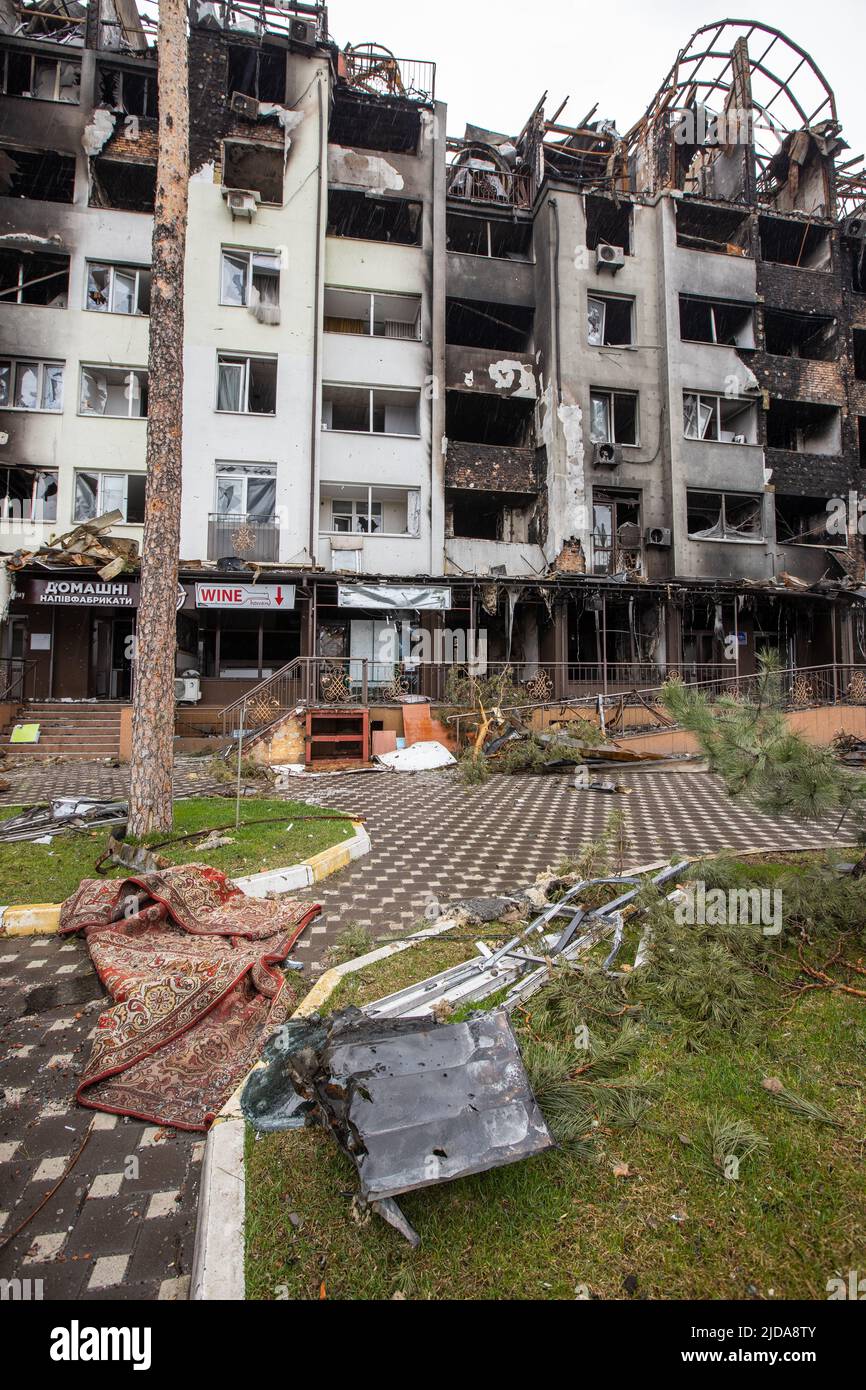 Cities of Ukraine after the Russian occupation. Destroyed buildings on ...