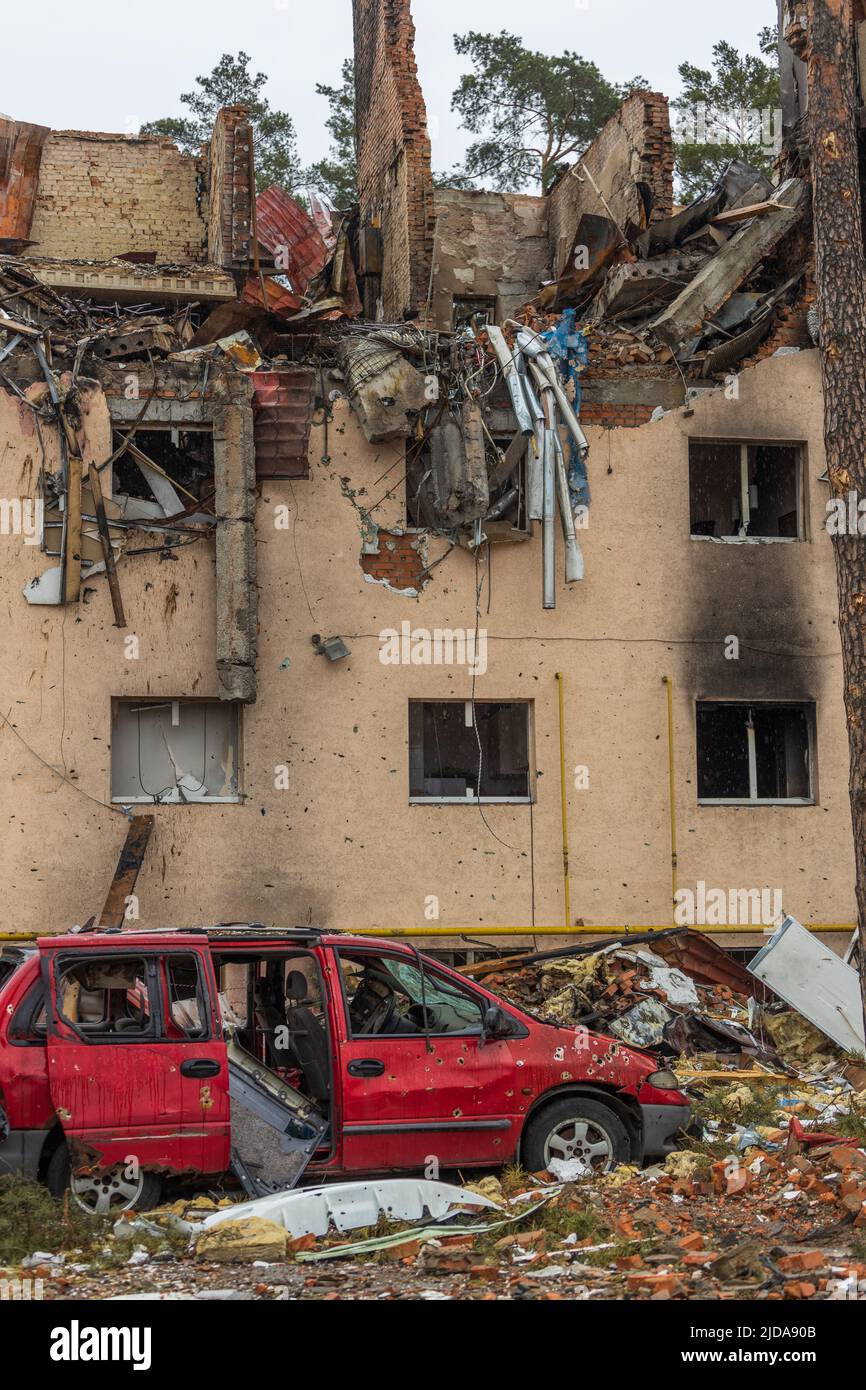 Shot cars. On the streets of Irpin. Cities of Ukraine after the Russian ...