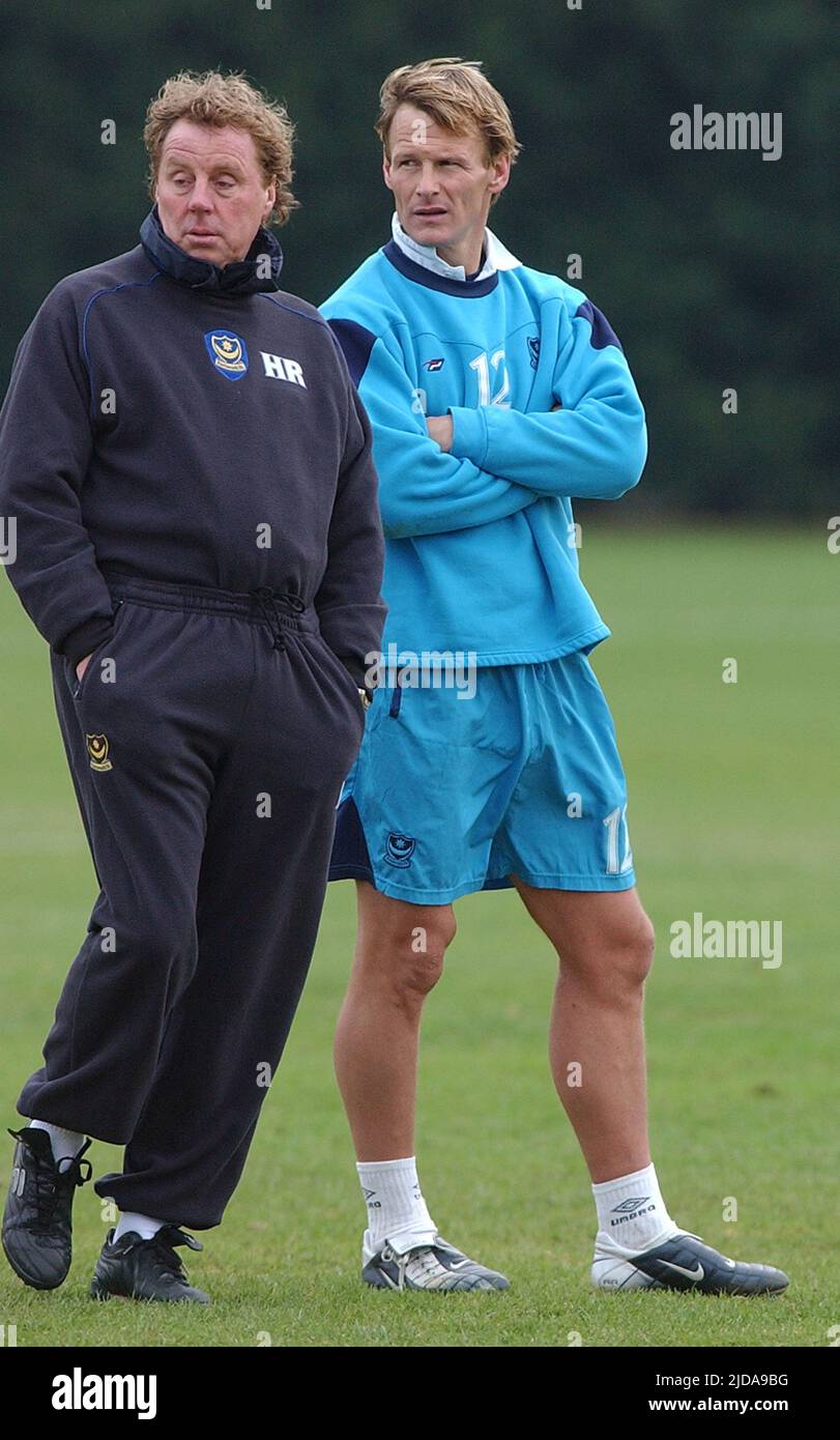 PORTSMOUTH MANAGER HARRY REDKNAPP AND TEDDY SHERINGHAM AT TRAINING ...