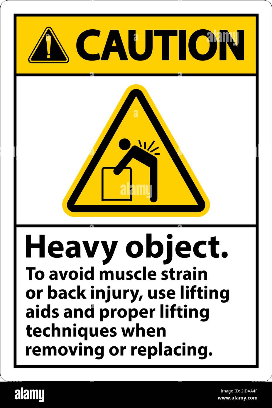 Caution Heavy Object Use Lifting Aids Label On White Background Stock ...