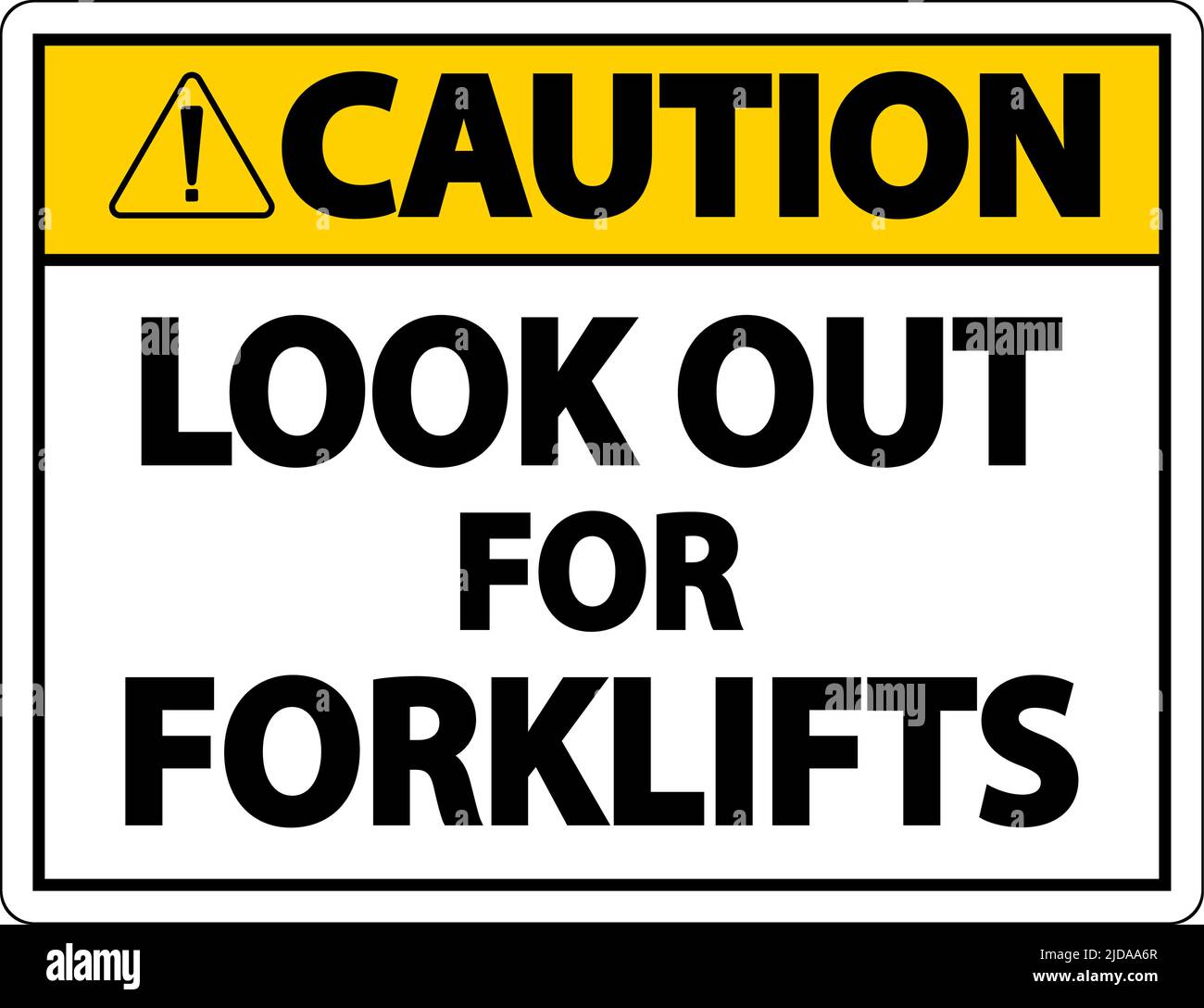 Caution Look Out For Forklifts Sign On White Background Stock Vector ...