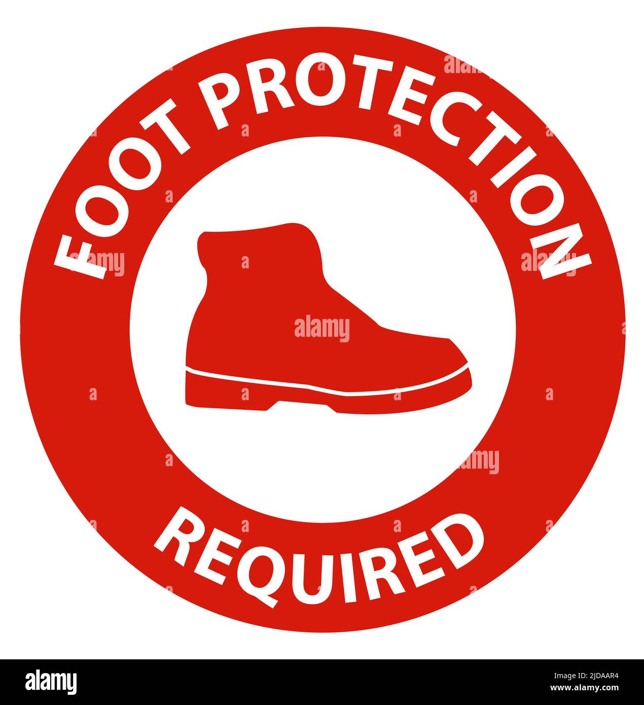 Danger Foot Protection Required Wall Sign on white background Stock ...