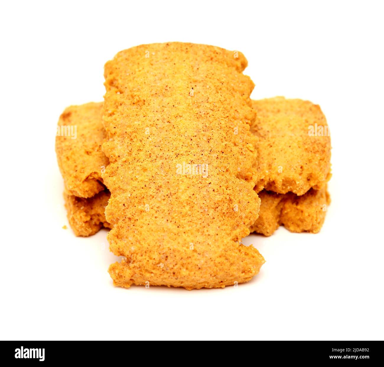 Butter and Cinnamon rectangular cookies isolated on white background ...