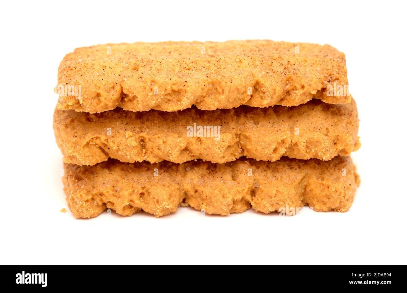 Butter and Cinnamon rectangular cookies isolated on white background ...