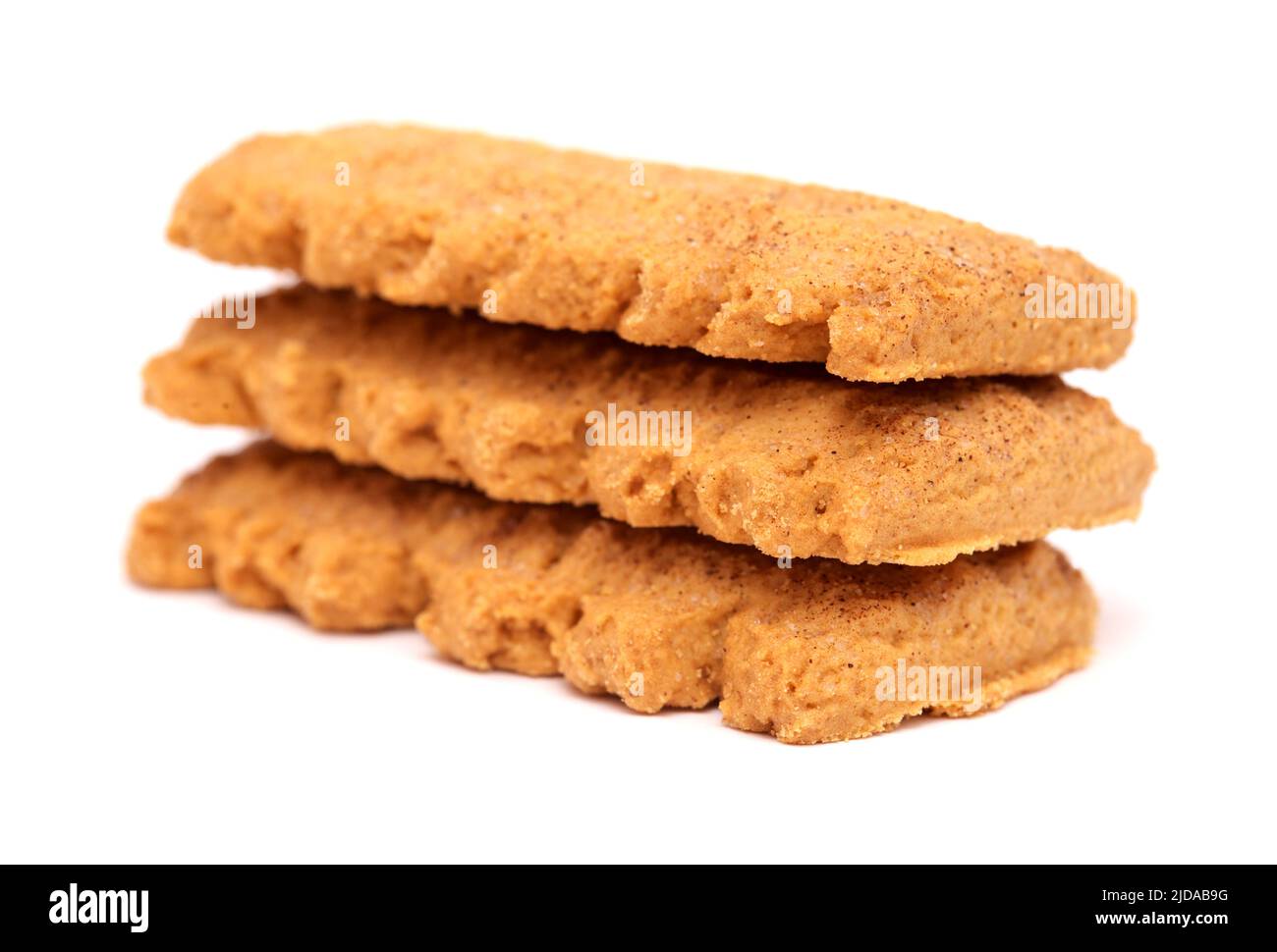 Butter and Cinnamon rectangular cookies isolated on white background ...