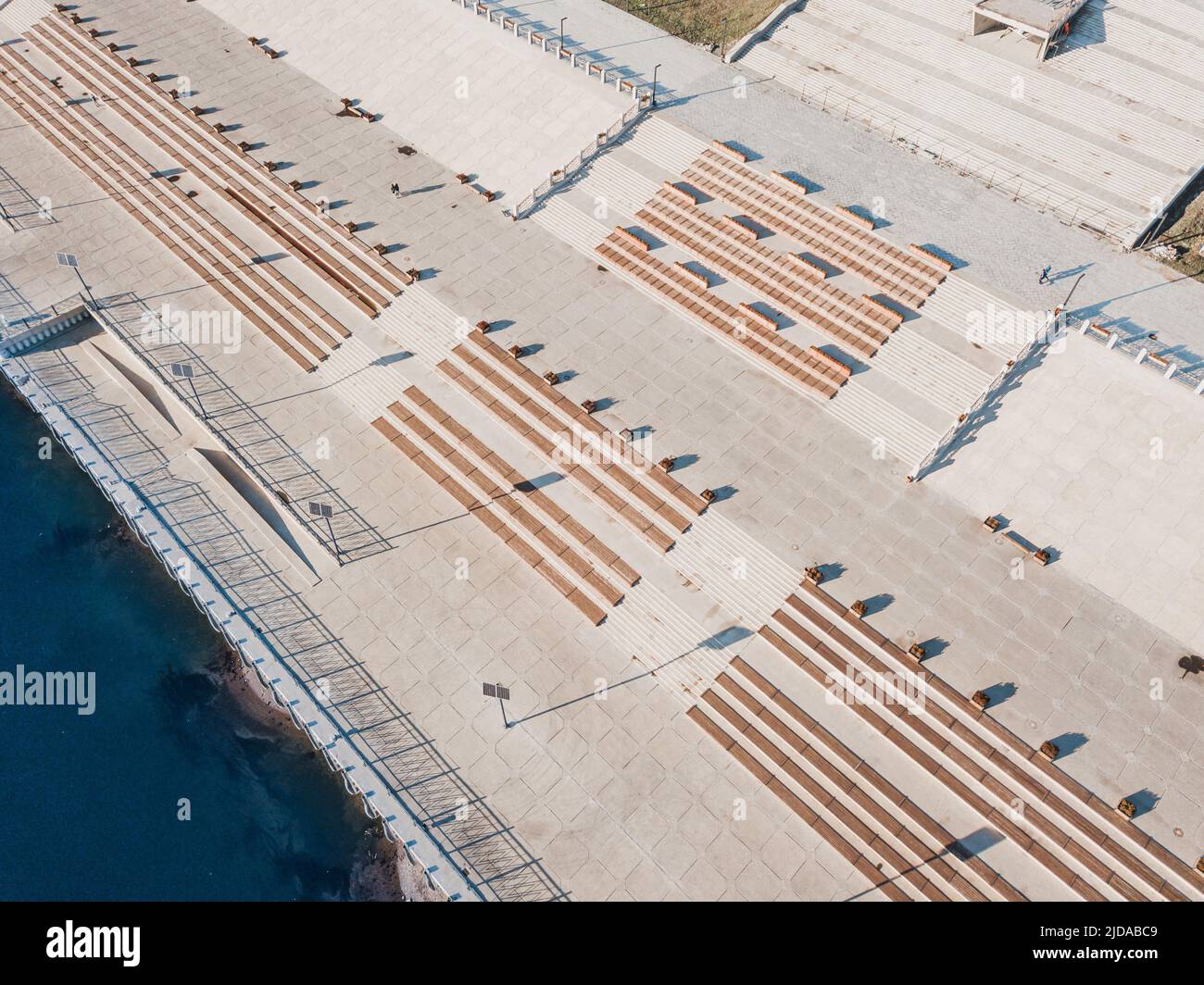 Aerial view of a city embankment. Urban design and development concept ...