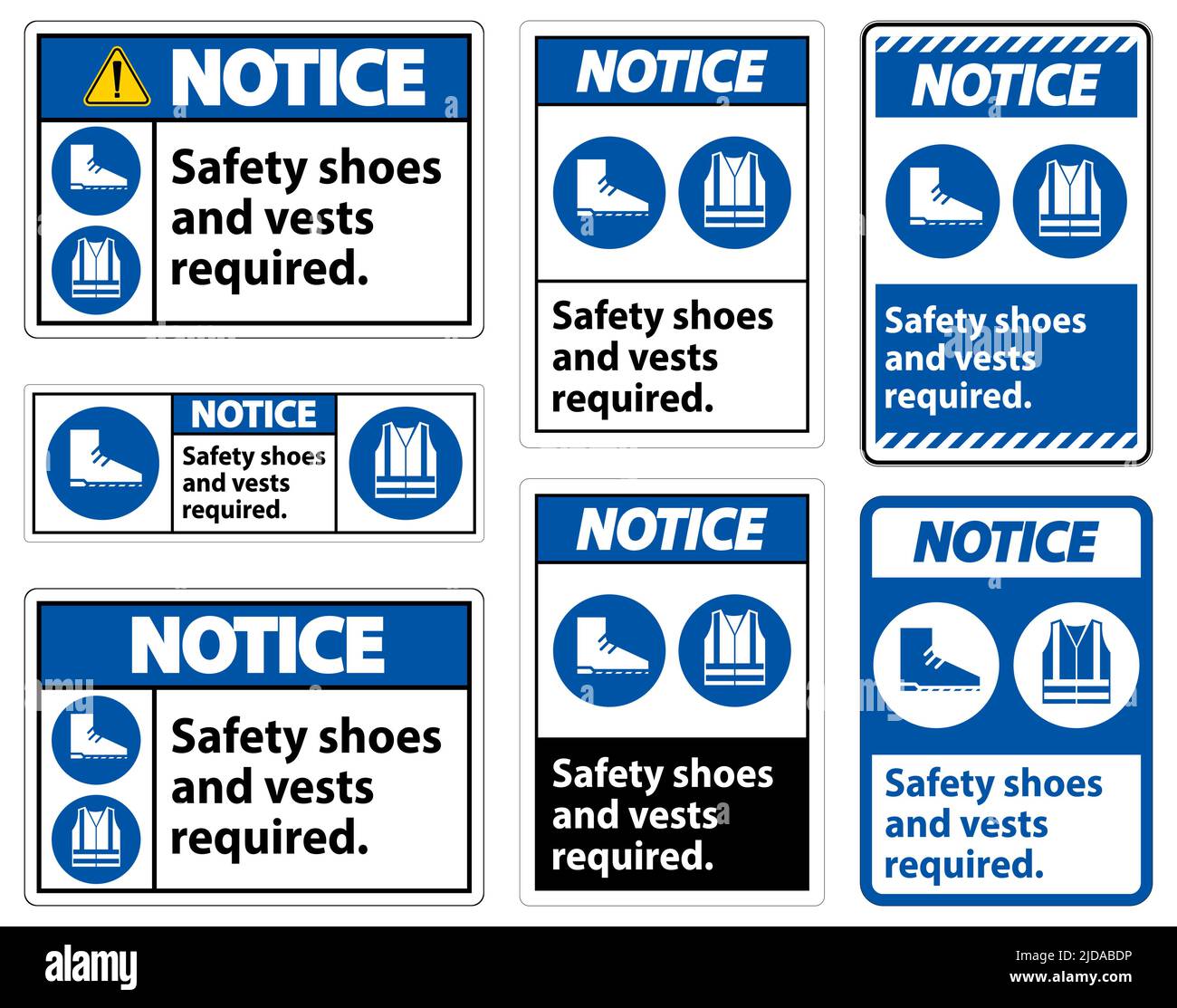 Notice Sign Safety Shoes And Vest Required With PPE Symbols on White ...