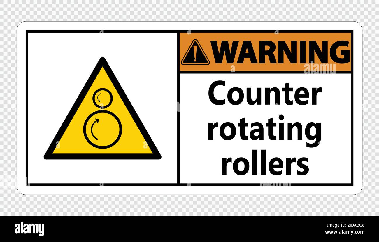Warning counter rotating rollers sign on transparent background,Vector ...