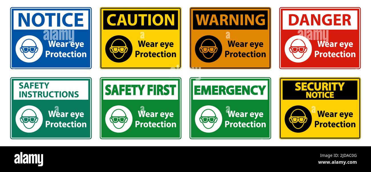 Wear eye protection on white background Stock Vector Image & Art - Alamy