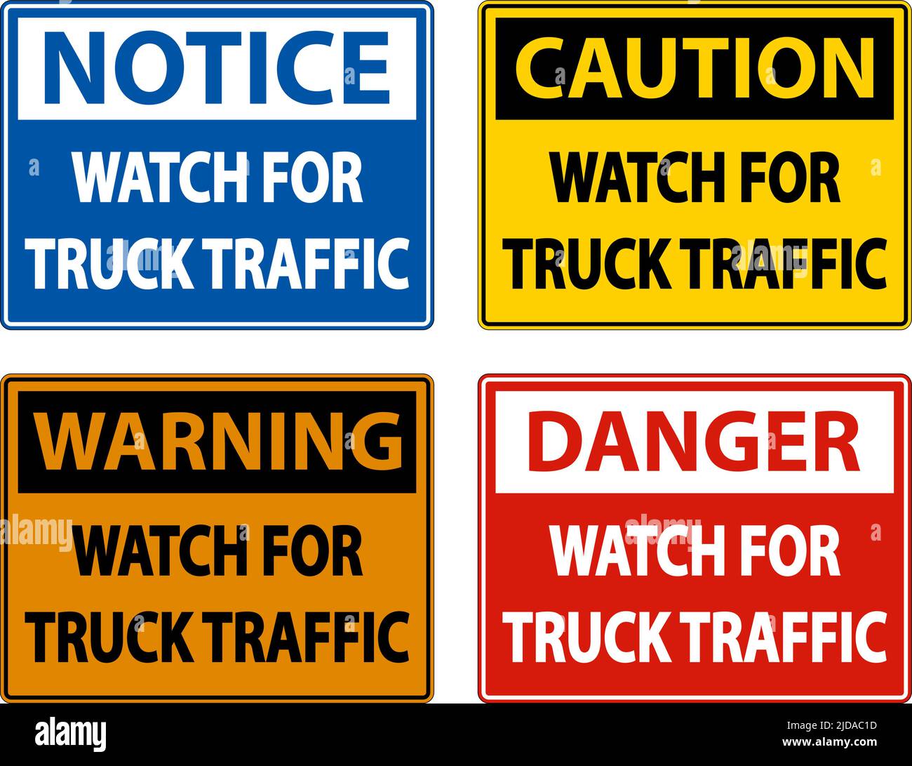 Caution Watch For Truck Traffic Sign On White Background Stock Vector ...