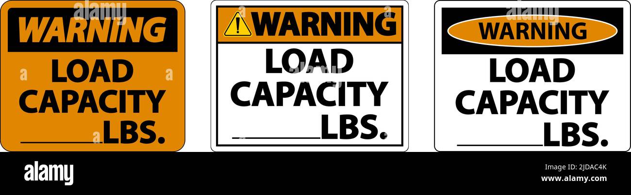 Warning Load Capacity Label Sign On White Background Stock Vector Image ...