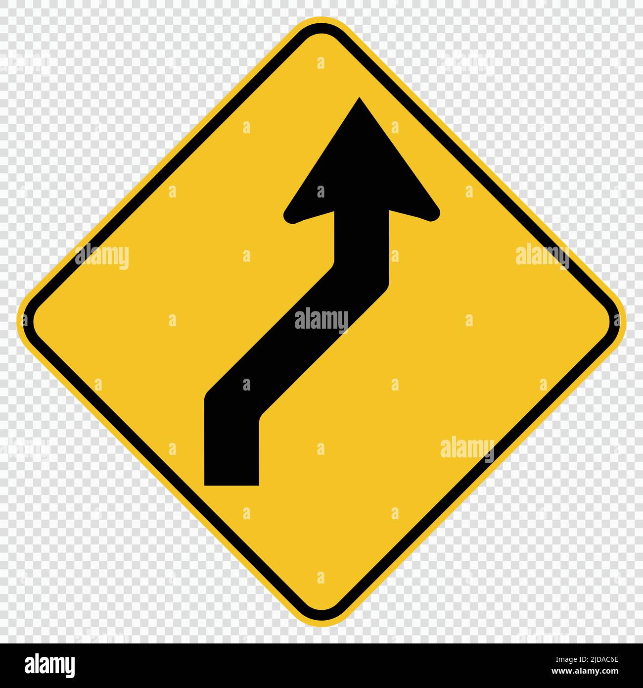 Curved Right Traffic Road Sign on transparent background,vector ...