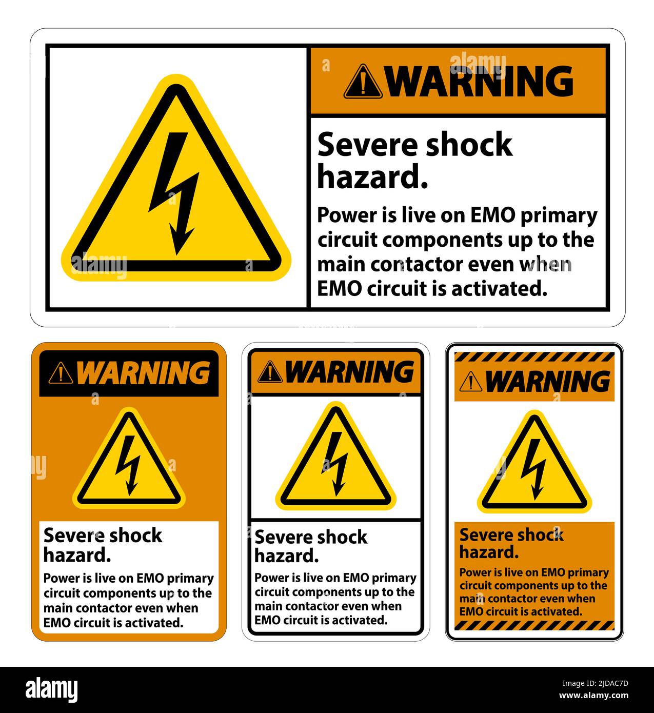 Warning Severe shock hazard sign on white background Stock Vector Image ...