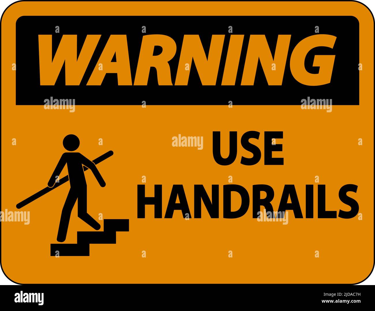 Warning Use Handrail Sign On White Background Stock Vector Image & Art ...