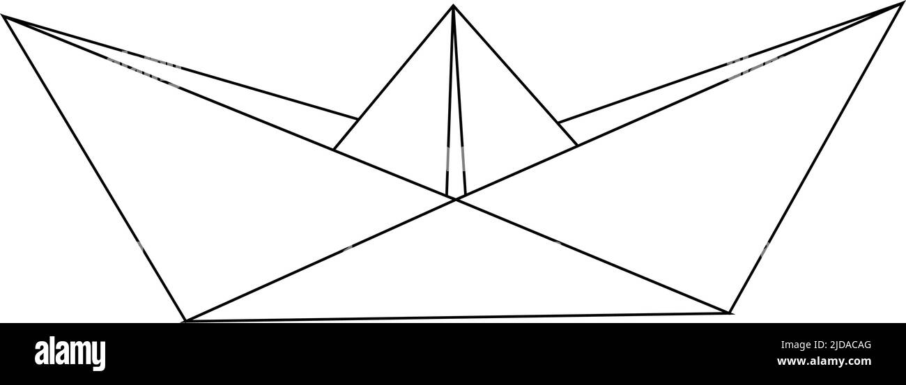 Paper ship with origami outline. Vector illustration Stock Vector Image ...