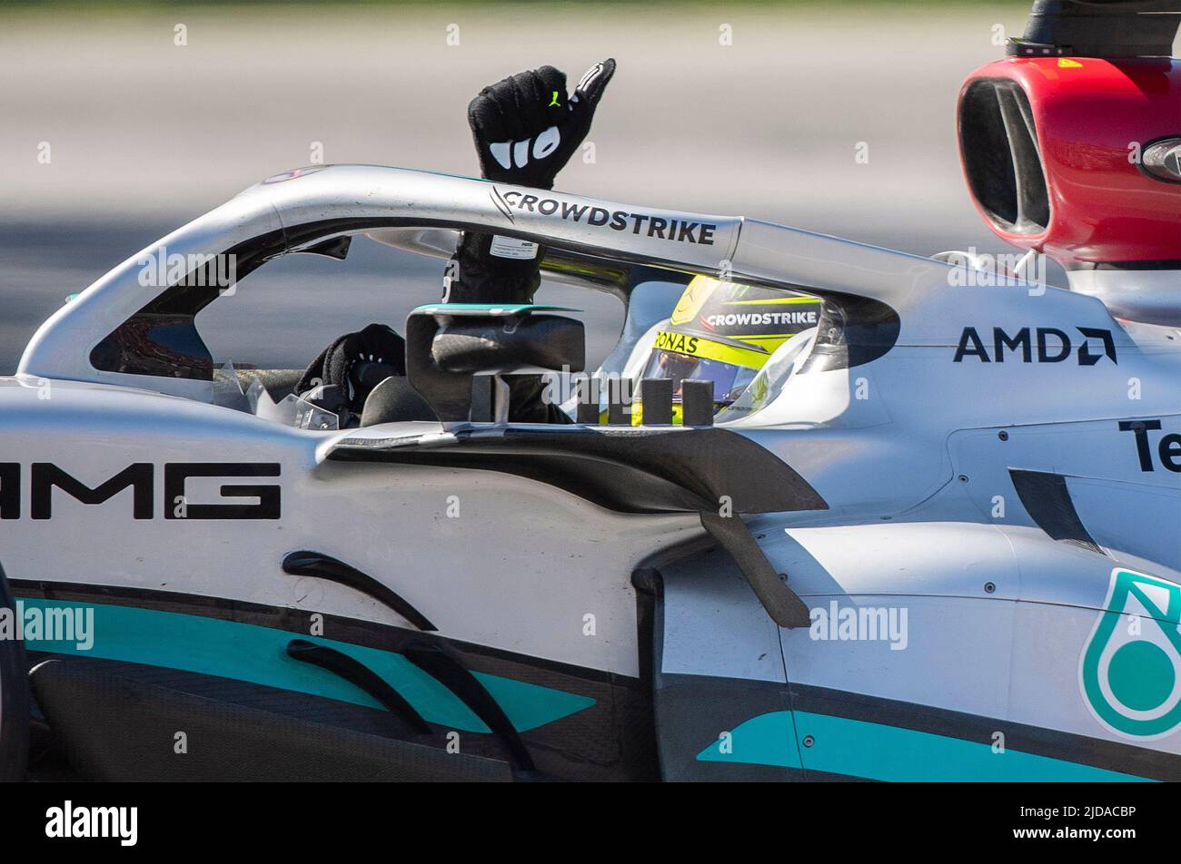 Mercedes driver Lewis Hamilton of Great Britain gestures to the crowd ...