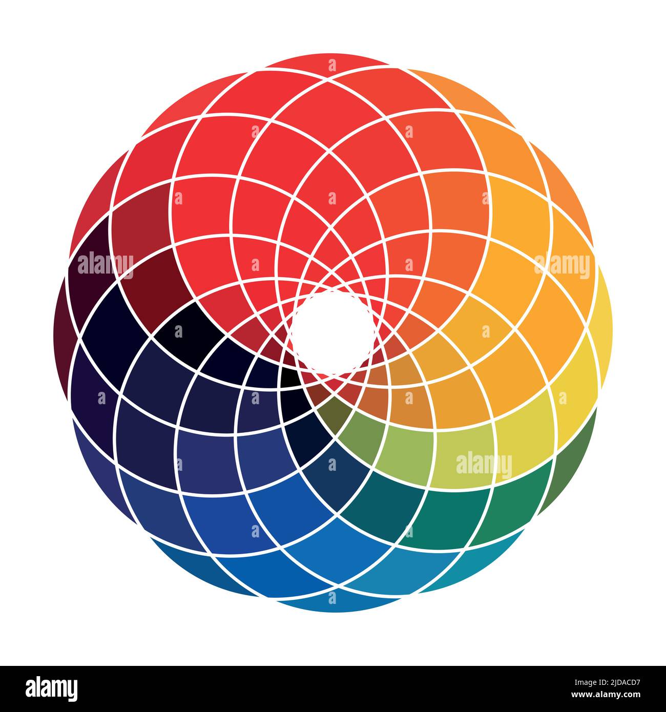 Circular palette of all colors of the rainbow on a white background ...