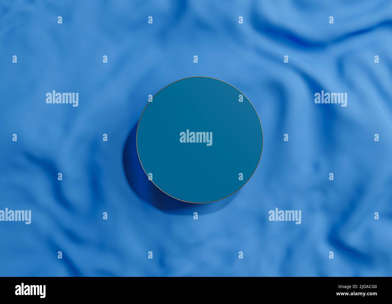 Bright, dark, pastel blue 3D rendering minimal product display top view ...