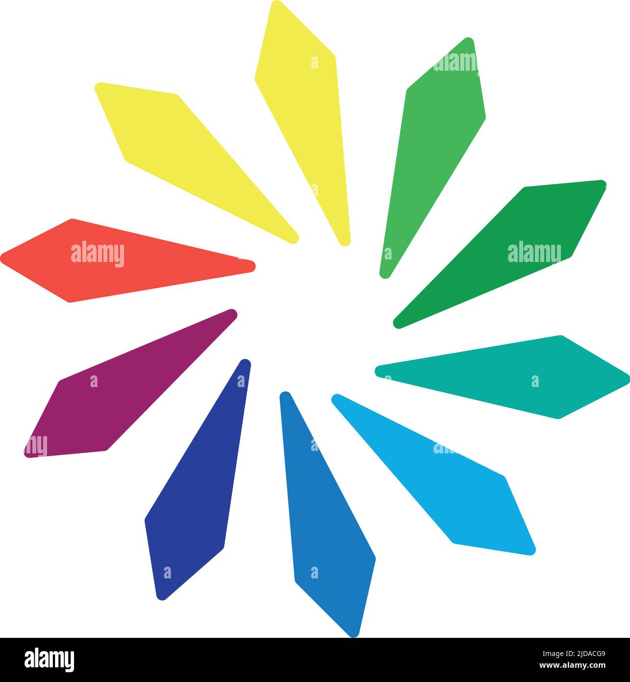 Circular palette of all colors of the rainbow on a white background ...