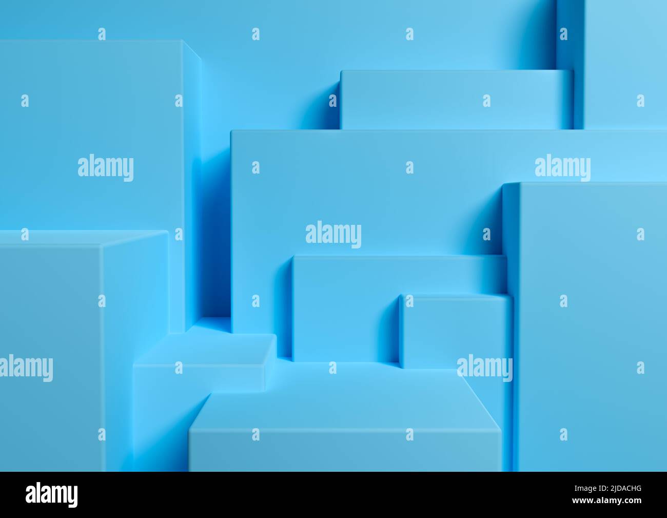 Bright, light sky blue 3D rendering product display podium or stand ...