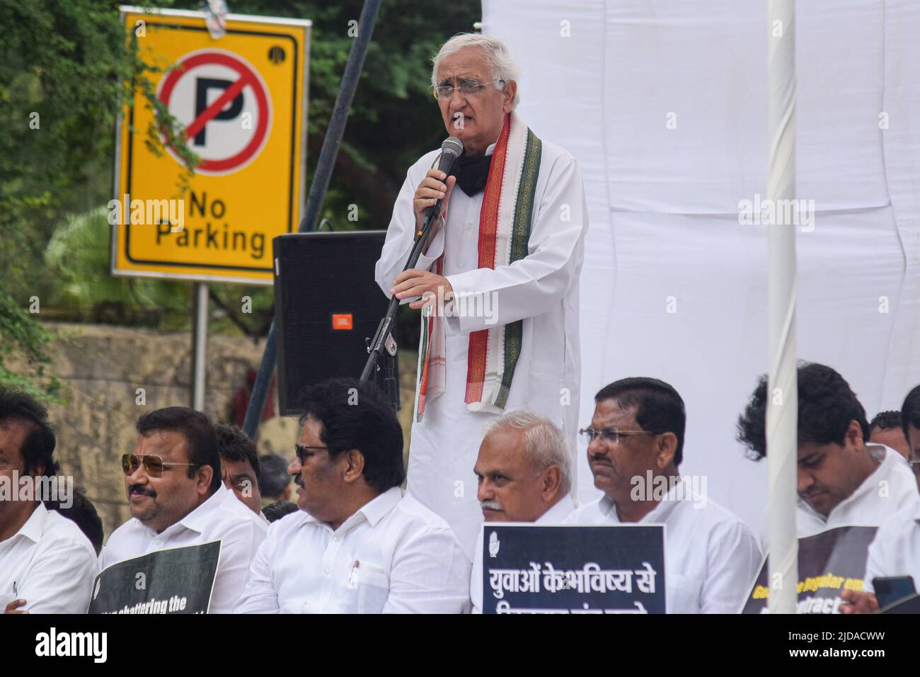 New Delhi, New Delhi, India. 19th June, 2022. Congress leader Salman Khurshid during his speech ...
