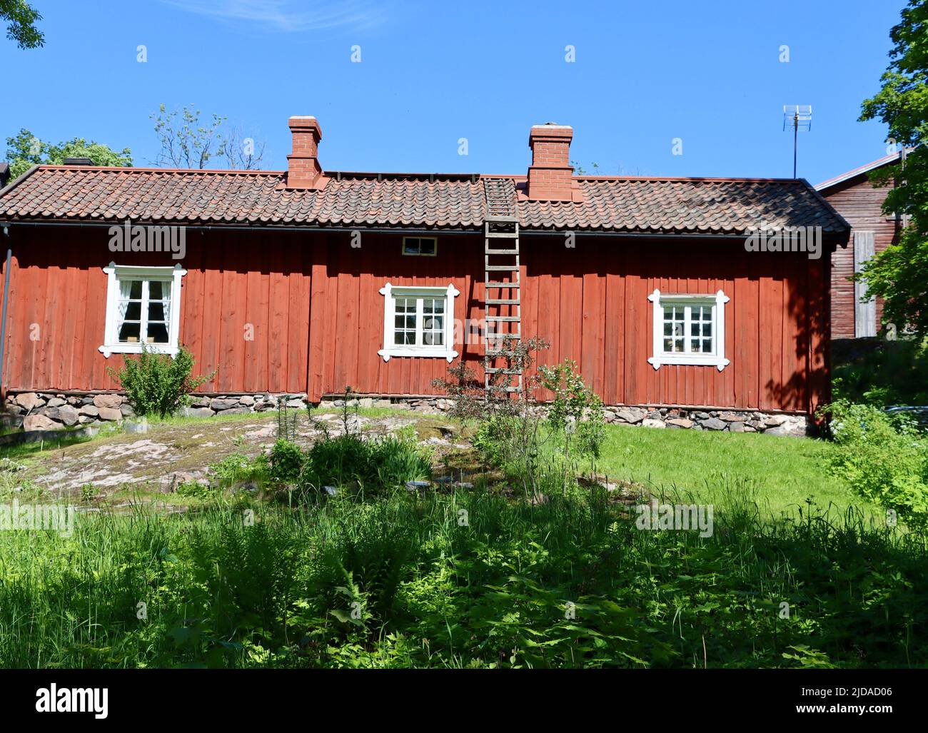 Old wood buildings at Fagervik manor from 1762 in Inkoo, southern ...