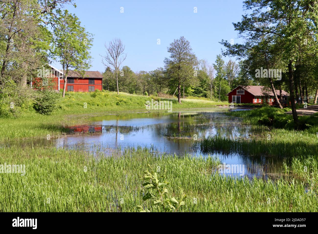 Old wood buildings at Fagervik manor from 1762 in Inkoo, southern ...