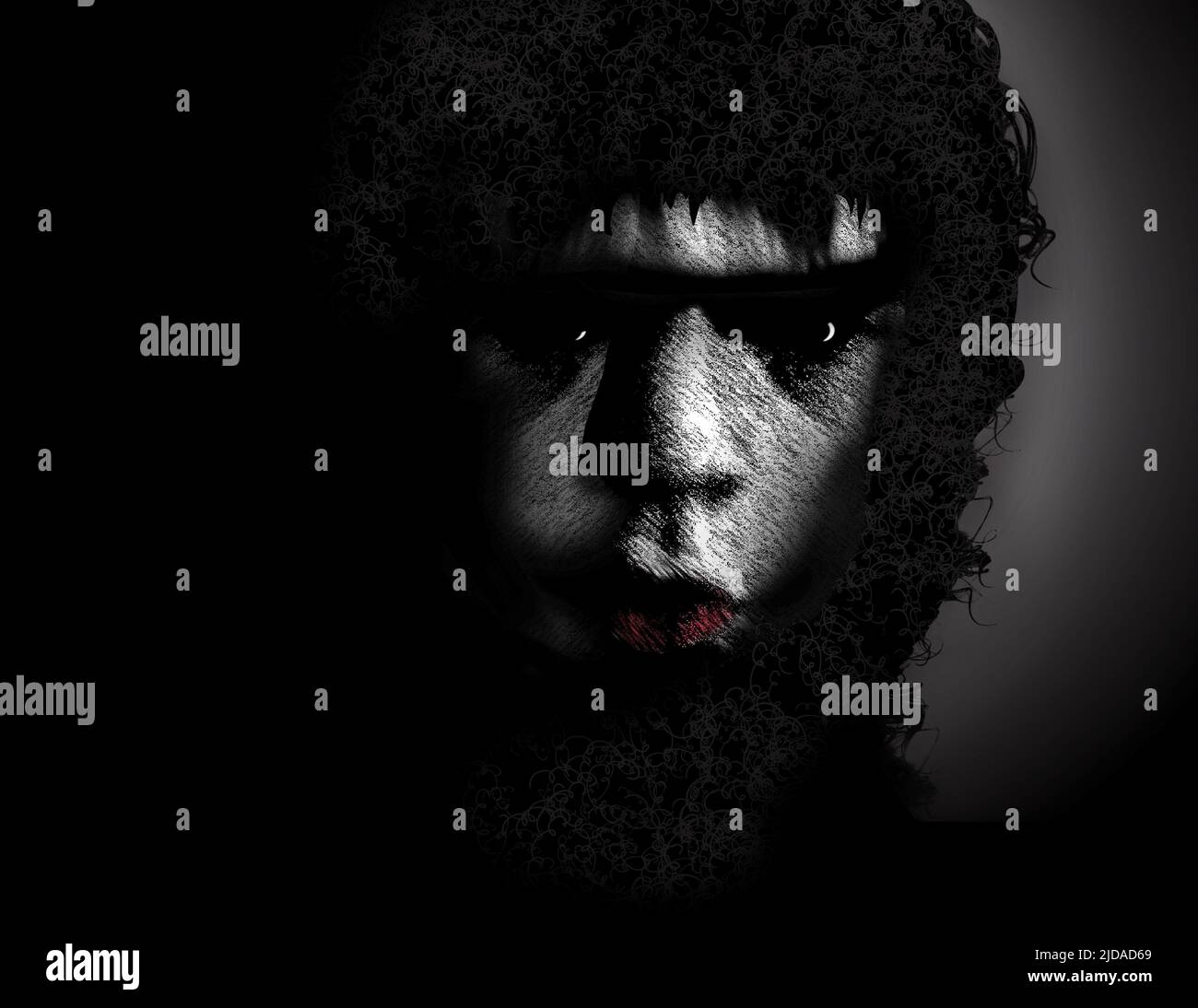 A dark dangerous looking young man with a unibrow has the appearance of ...