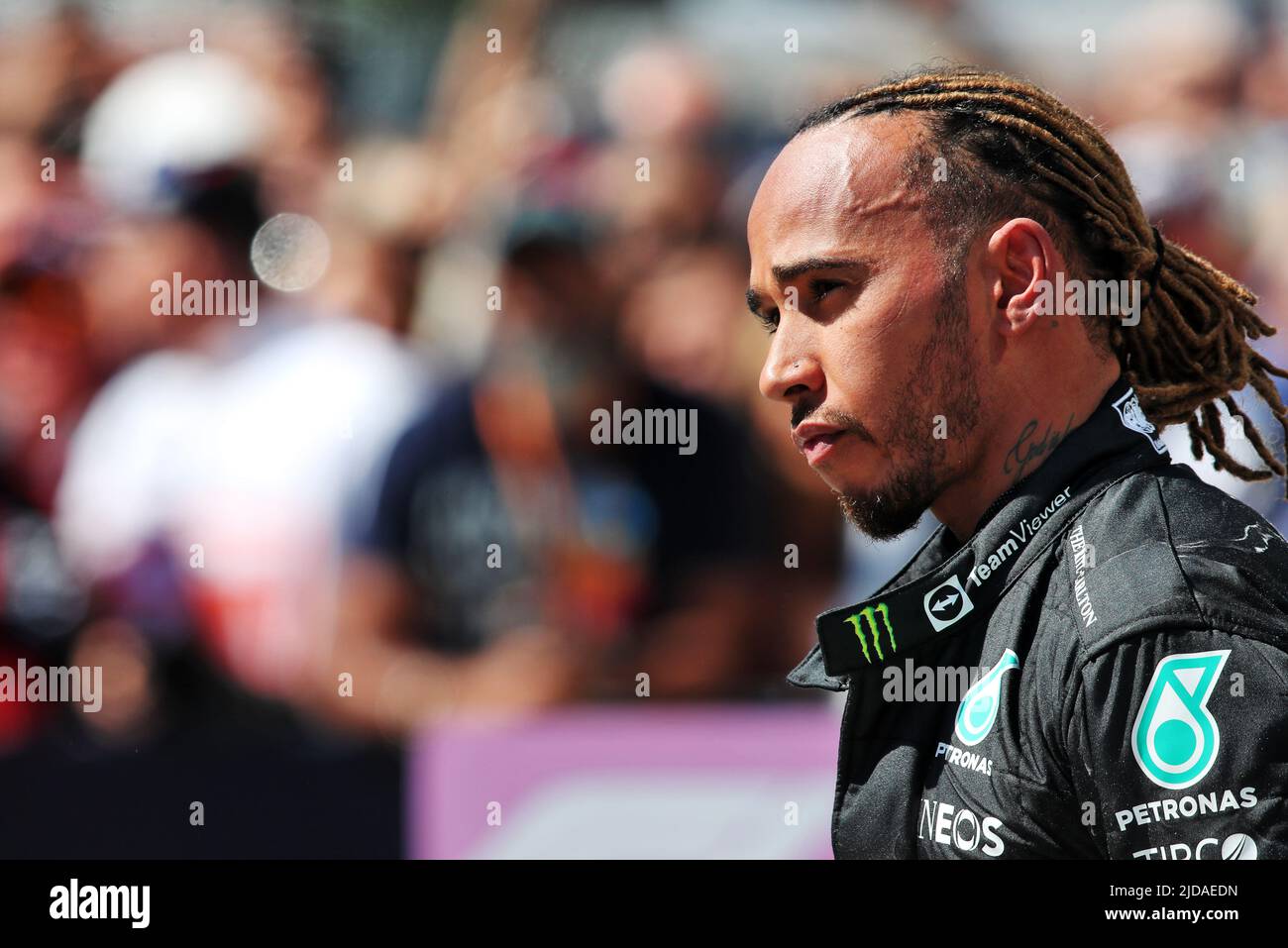 Lewis Hamilton (GBR) Mercedes AMG F1 in parc ferme. Canadian Grand Prix, Sunday 19th June 2022 ...
