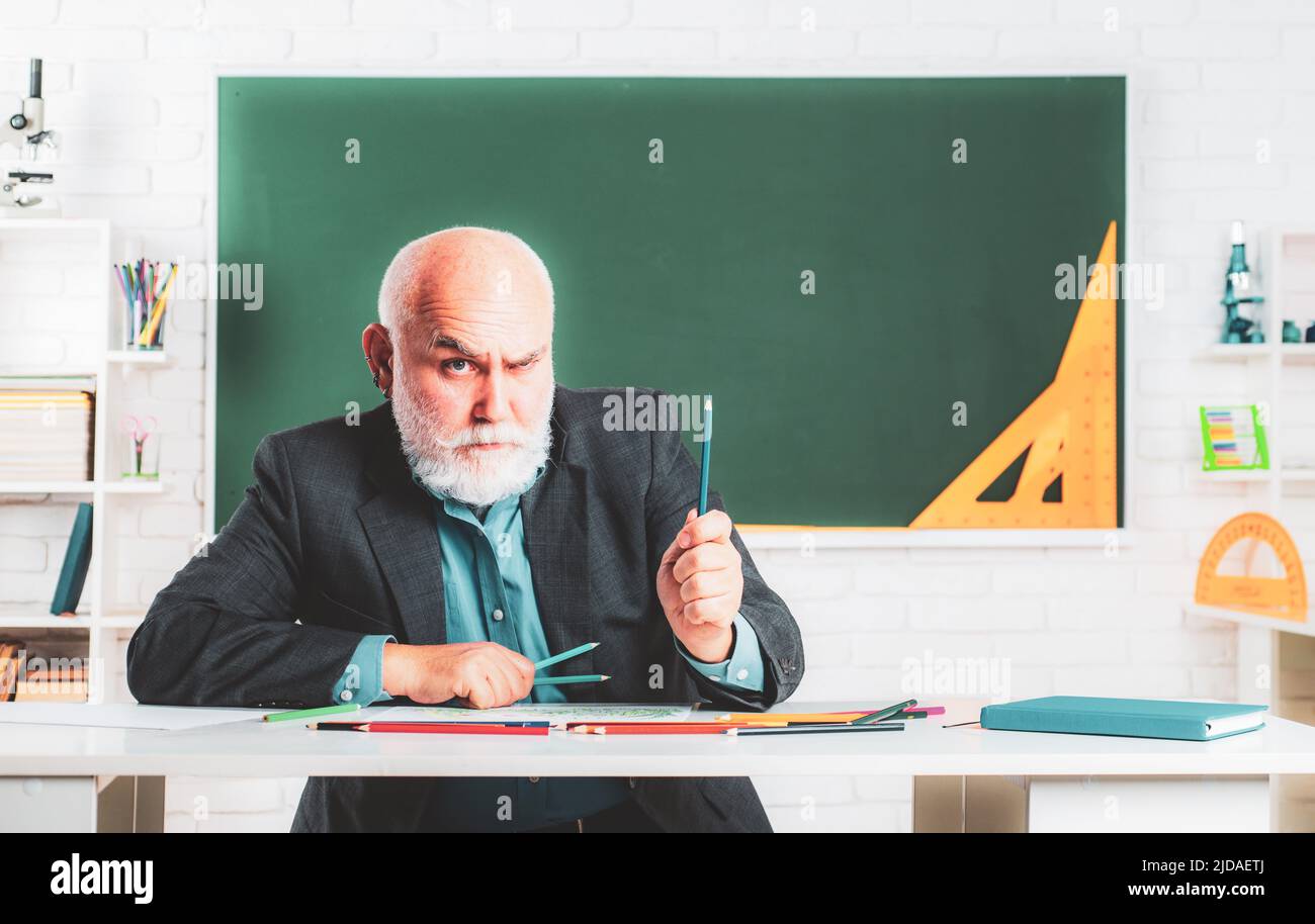 Senior pedagogue study. Study is fun. Knowledge and educational school ...