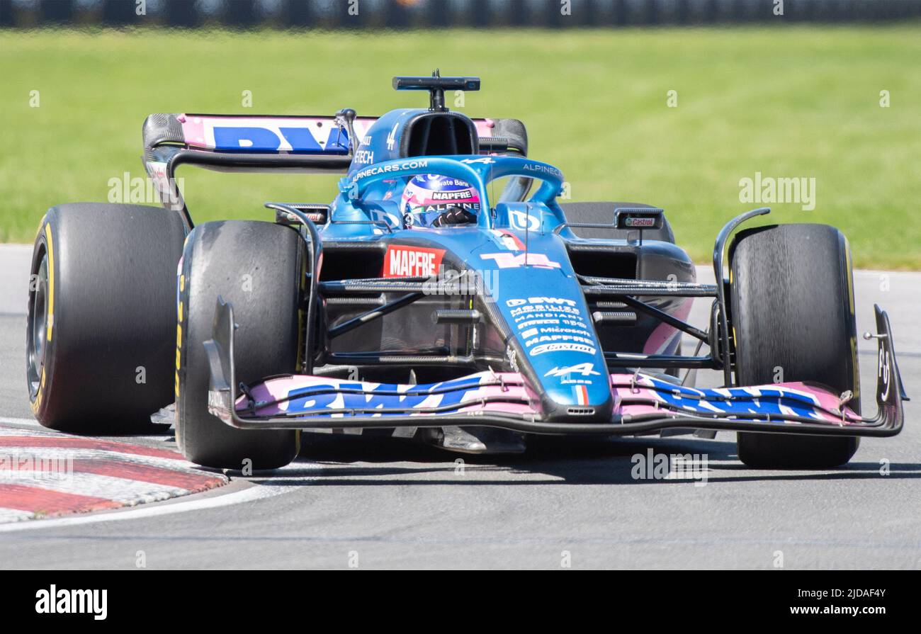 Alpine driver Fernando Alonso of Spain takes a turn at the Senna corner ...