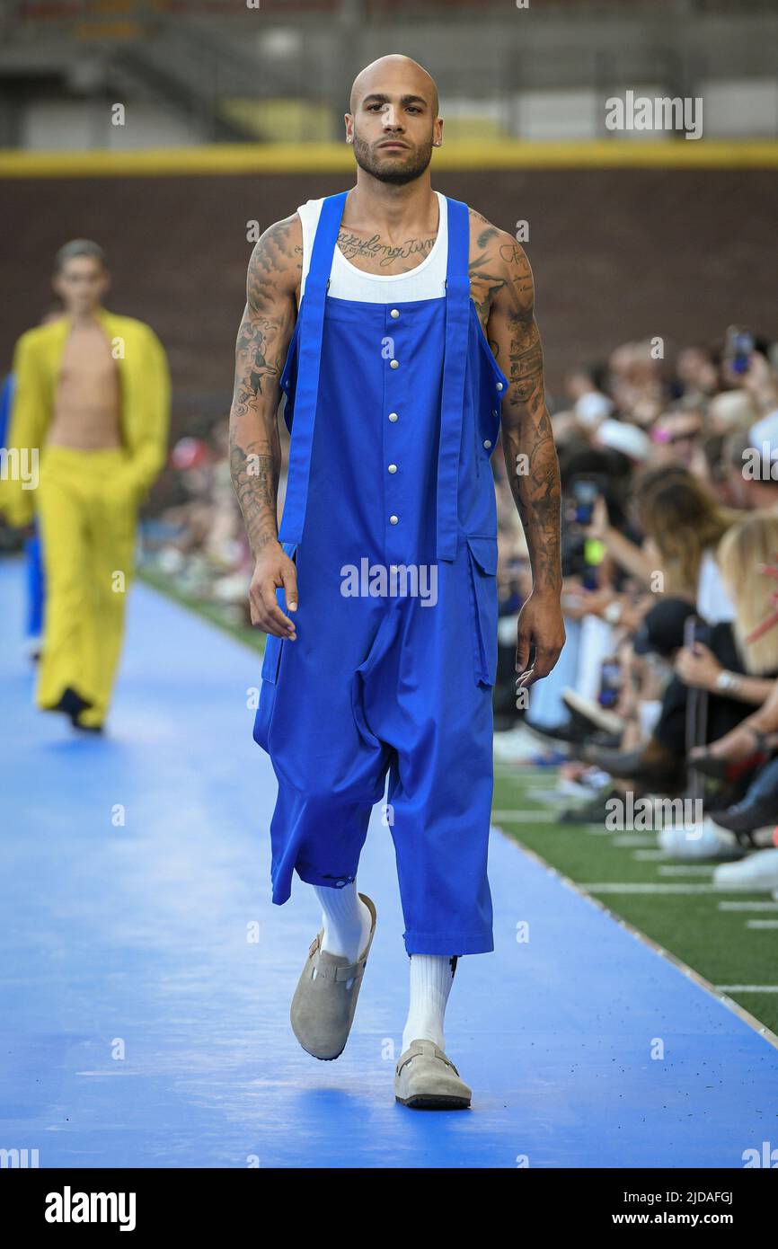 Milan, Moncalieri, Italy. 18th June, 2022. Marcel Jacobs on the catwalk ...