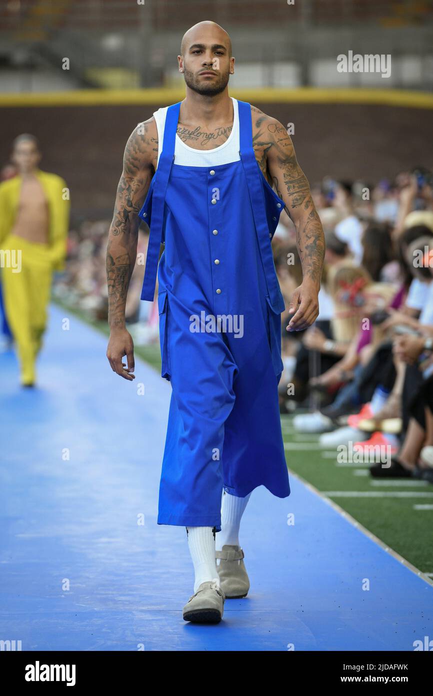 Milan, Moncalieri, Italy. 18th June, 2022. Marcel Jacobs on the catwalk ...