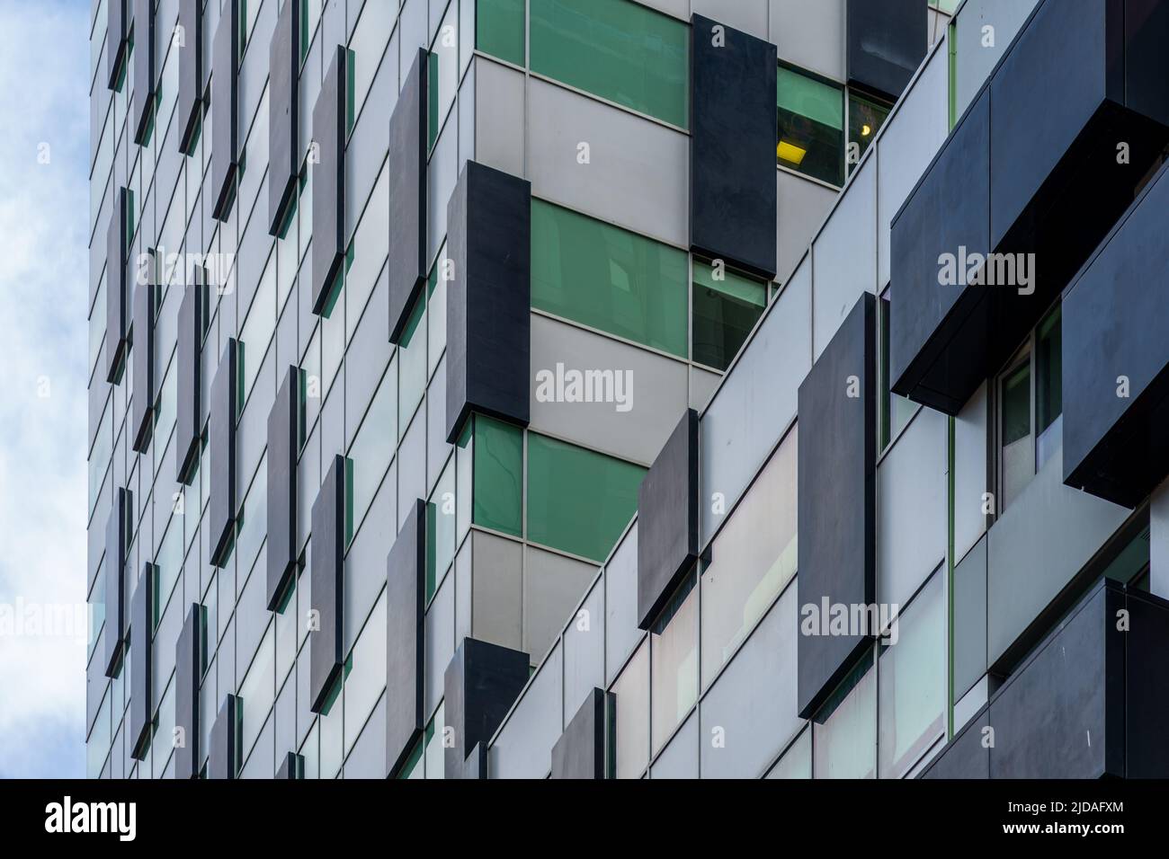 Repetition of patterns and lines on modern building cladding, Liverpool ...