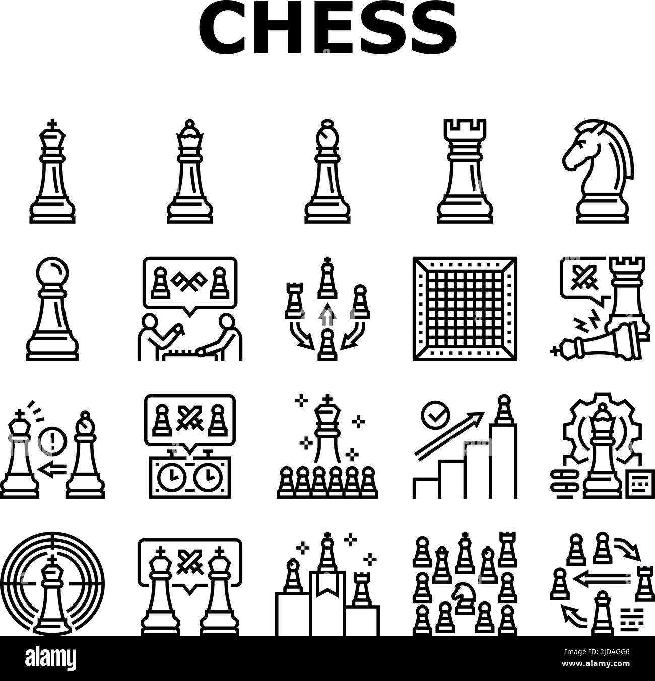 Chess Smart Strategy Game Figure Icons Set Vector Stock Vector Image ...